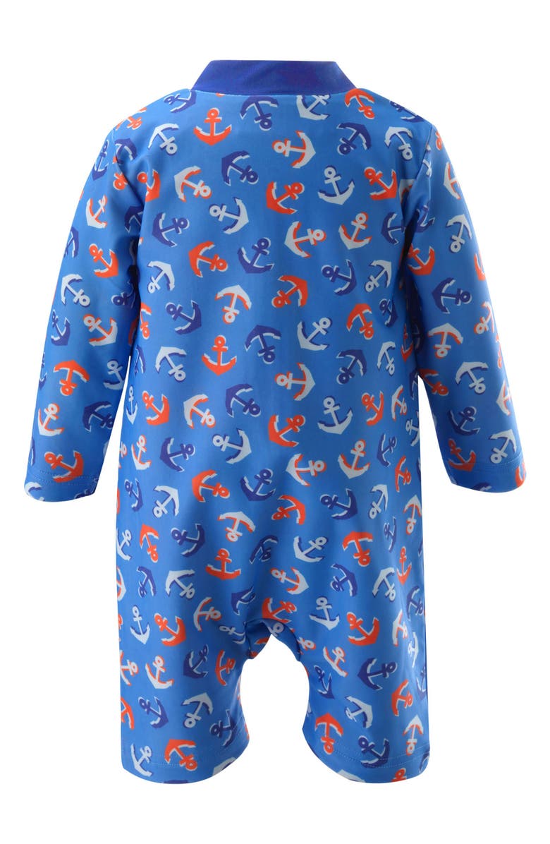 Rachel Riley Kids' Anchor Zip One-Piece Rashguard Swimsuit | Nordstrom