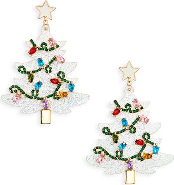 Leith Resin & Crystal Christmas Tree Earrings | Nordstromrack