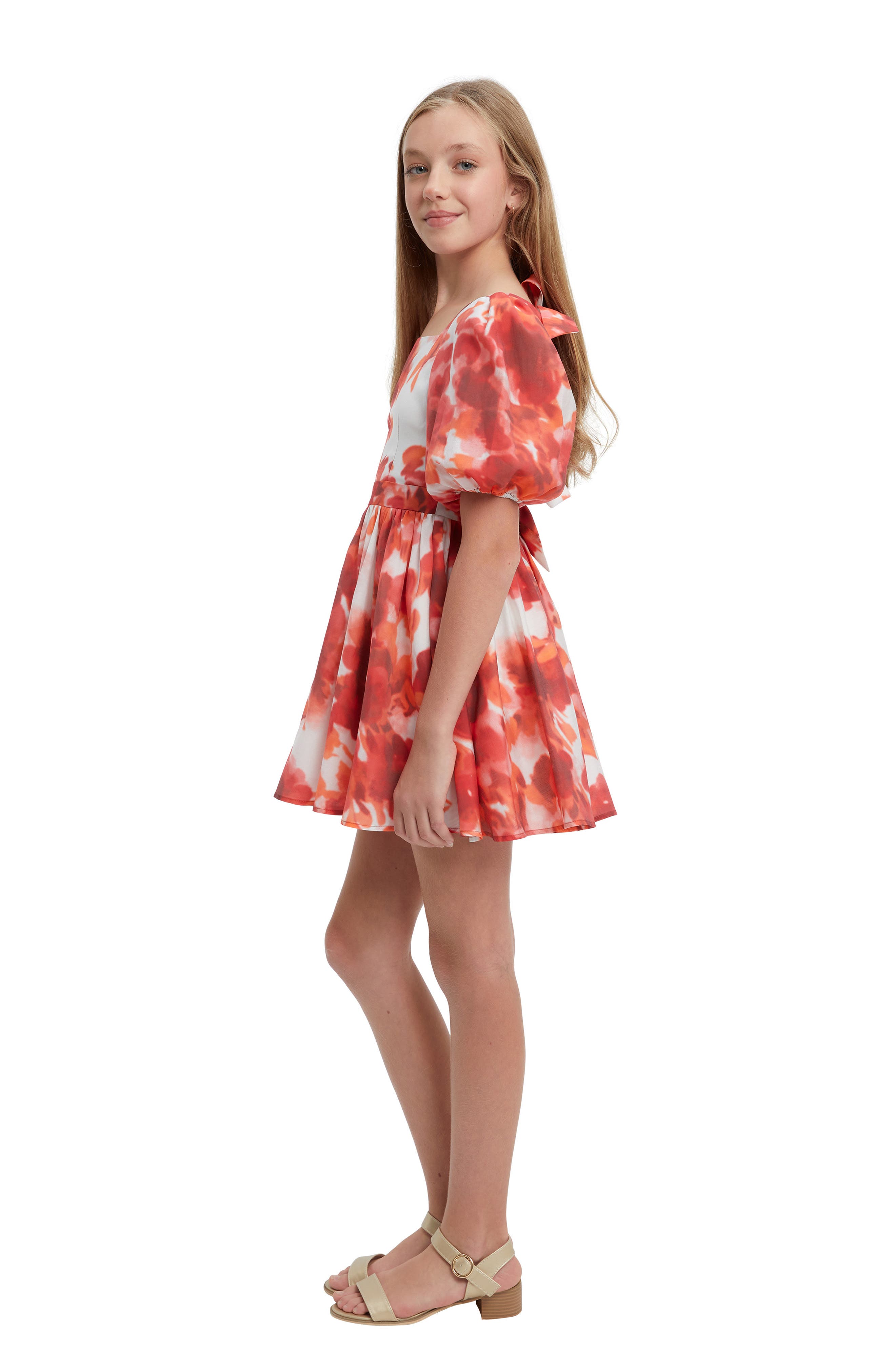 Bardot Junior Kids' Marla Puff Sleeve Tie Back Minidress | Nordstrom