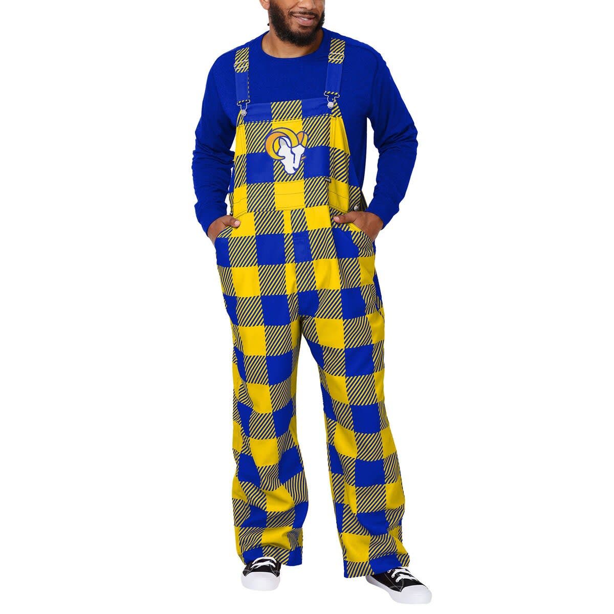 FOCO Men's FOCO Royal Los Angeles Rams Big Logo Plaid Overalls | Nordstrom