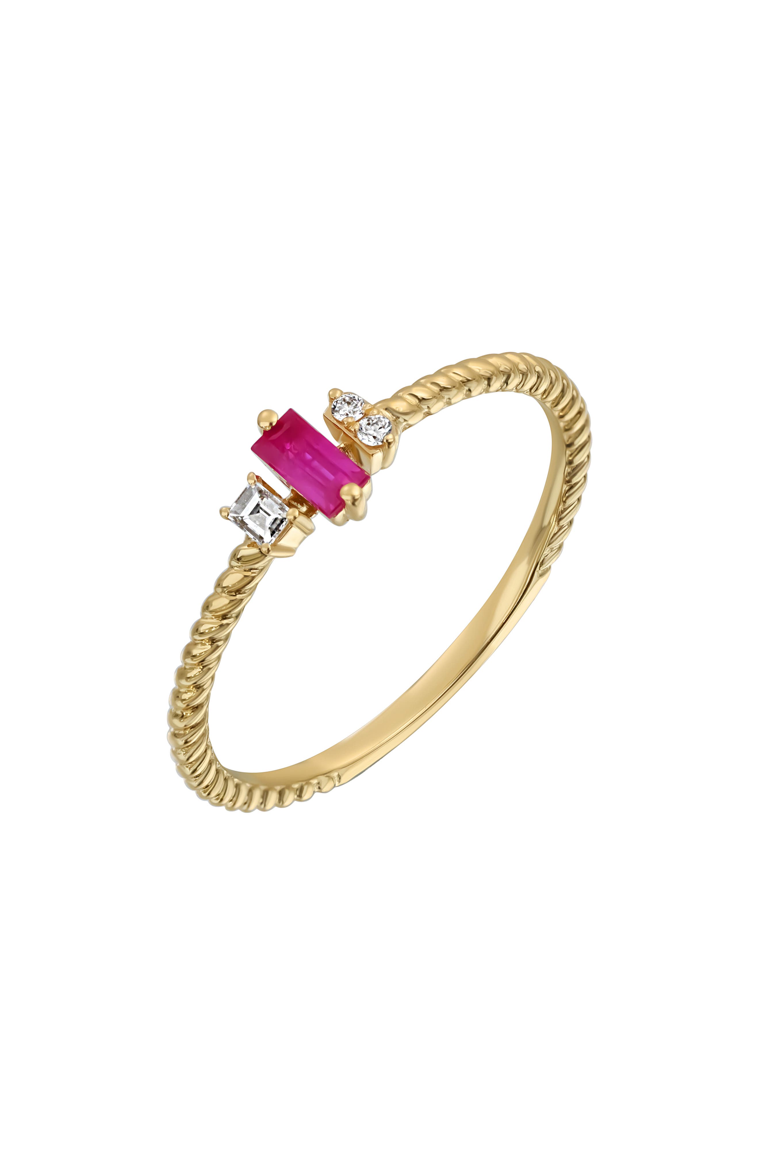 Bony Levy 18K Yellow Gold El Mar Diamond & Ruby Stackable Ring | Nordstromrack