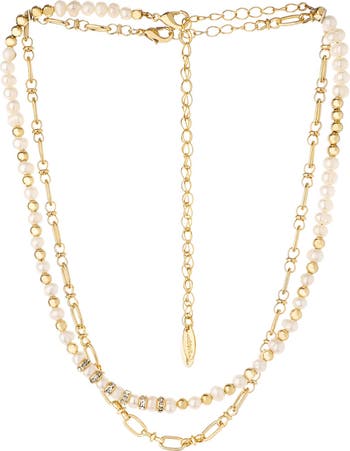Ettika Set of 2 Freshwater Pearl and Chain Necklaces | Nordstrom