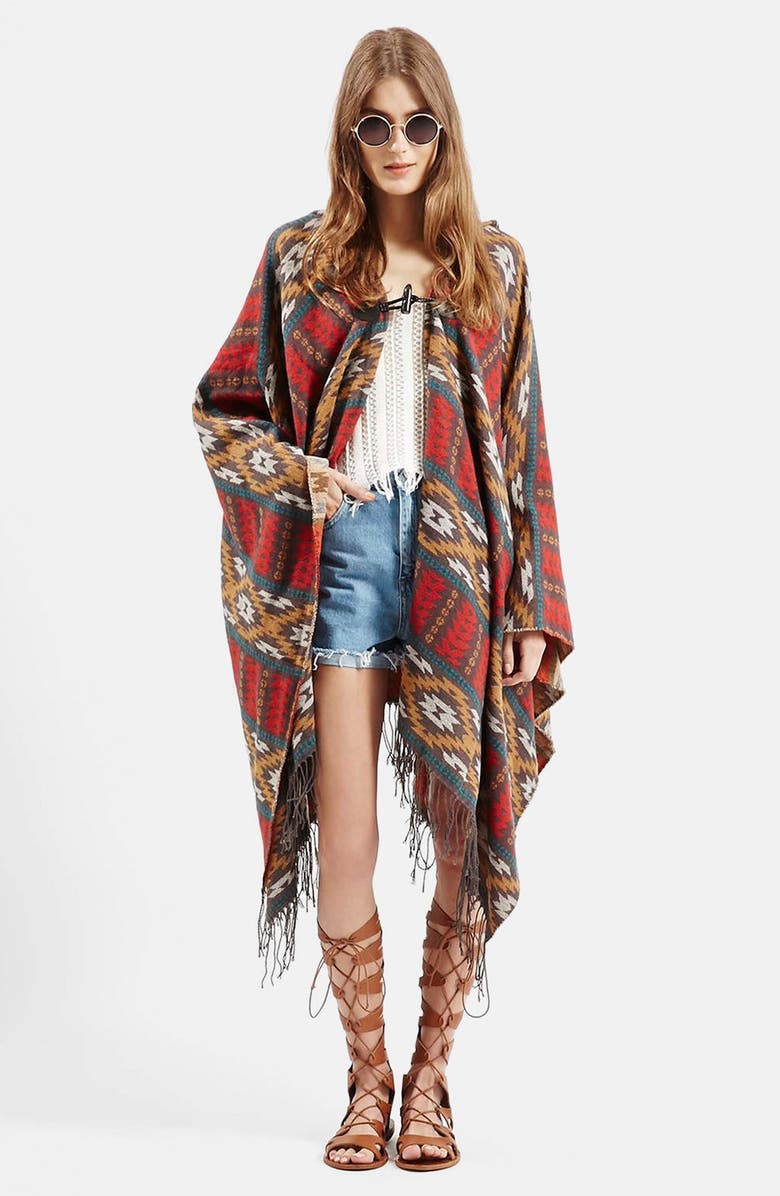 Topshop Geo Print Hooded Cape Nordstrom