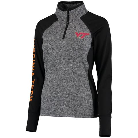 Women's Gray/Black Virginia Tech Hokies Finalist Quarter-Zip Pullover ...