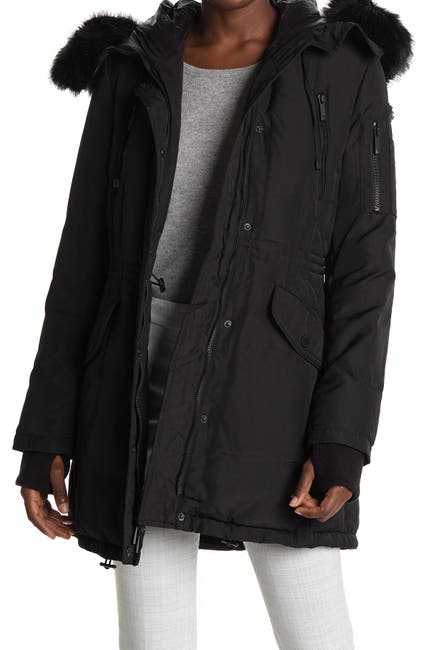 BCBGMAXAZRIA | Faux Fur Trim Hooded Down Jacket | Nordstrom Rack