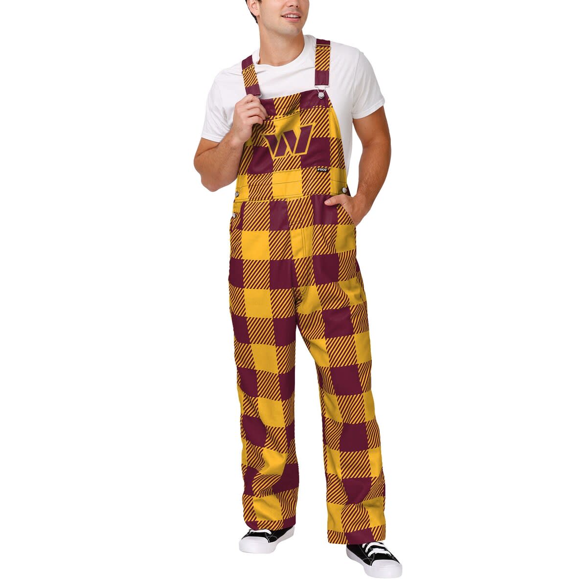 FOCO Men's FOCO Burgundy Washington Commanders Big Logo Plaid Overalls ...