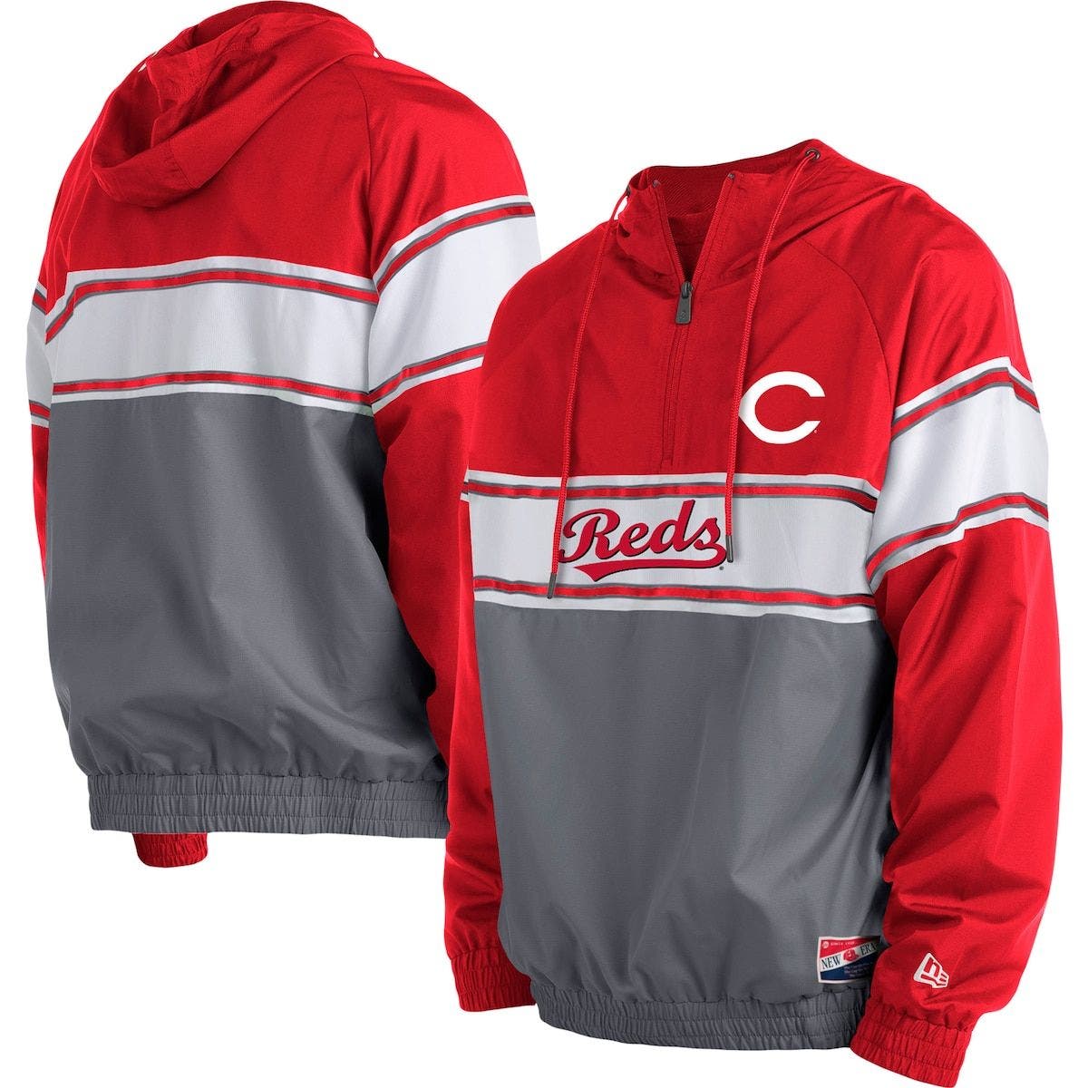 New Era Men's New Era Red Cincinnati Reds Ripstop Raglan Quarter-Zip ...