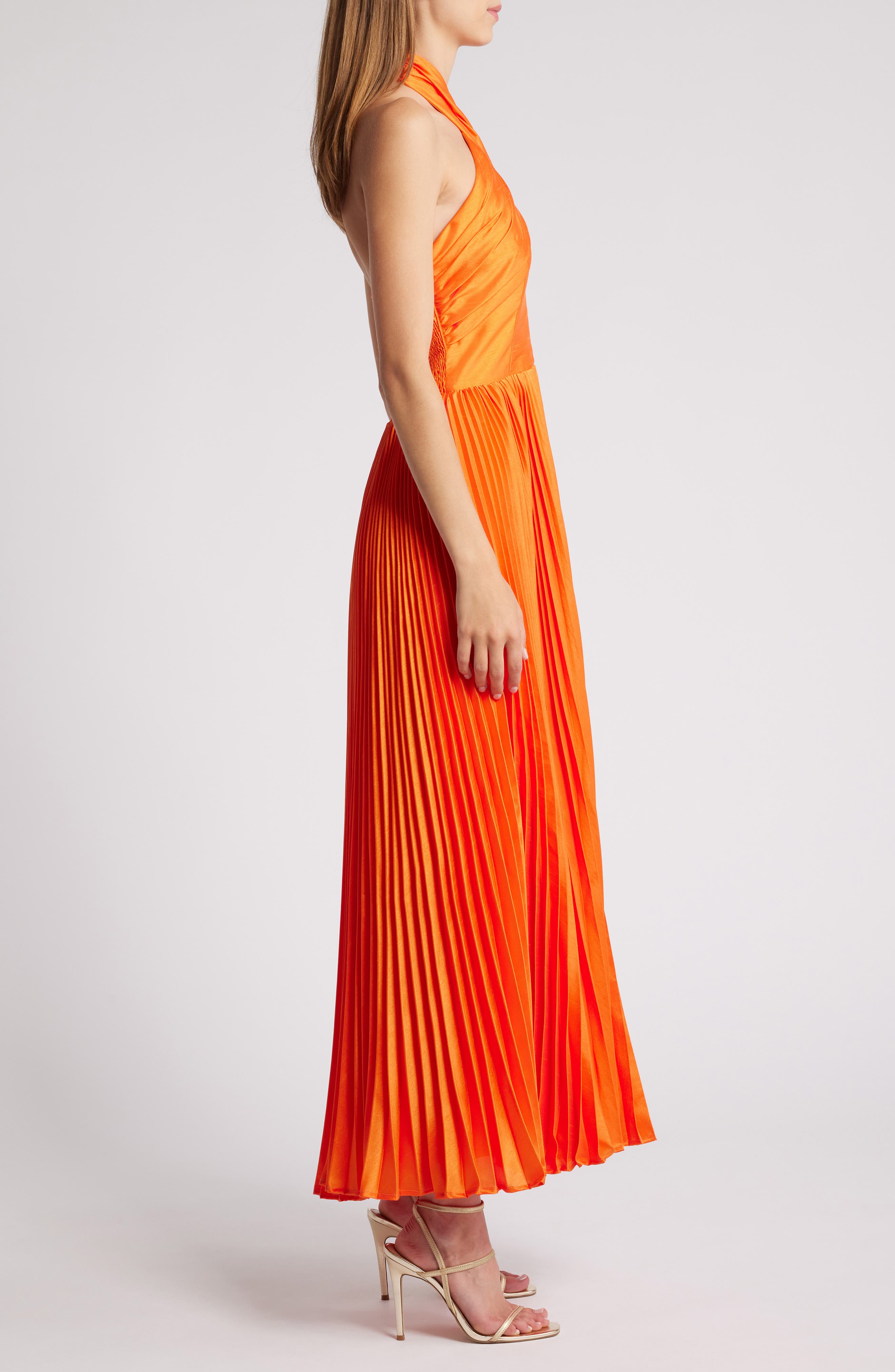 Hutch Pleated Crossover Halter Gown | Nordstrom