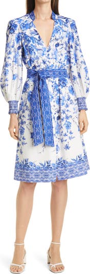 Alice + Olivia Shanley Floral Long Sleeve Belted Dress | Nordstrom