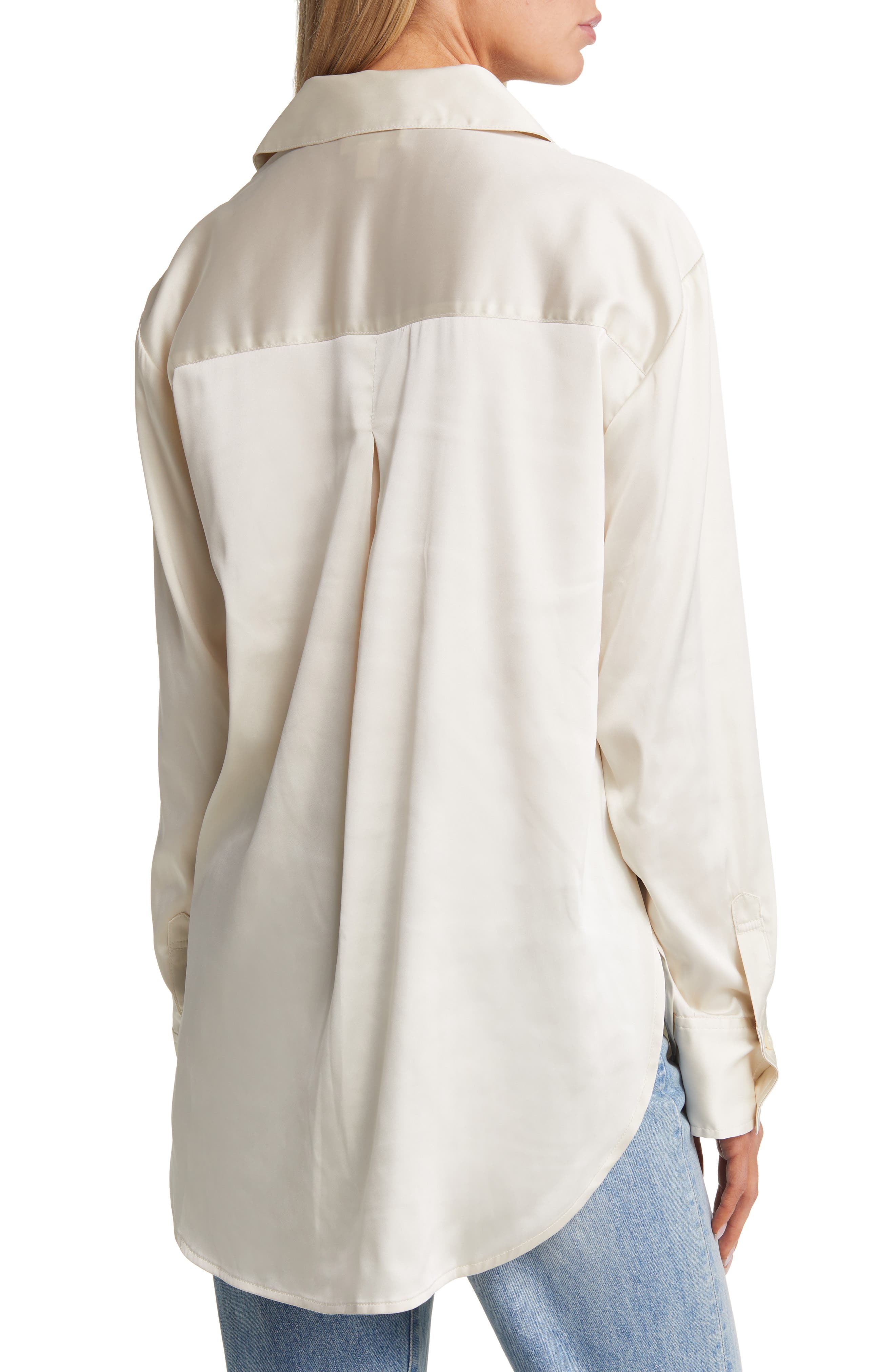 Open Edit Satin Button-Up Shirt | Nordstrom