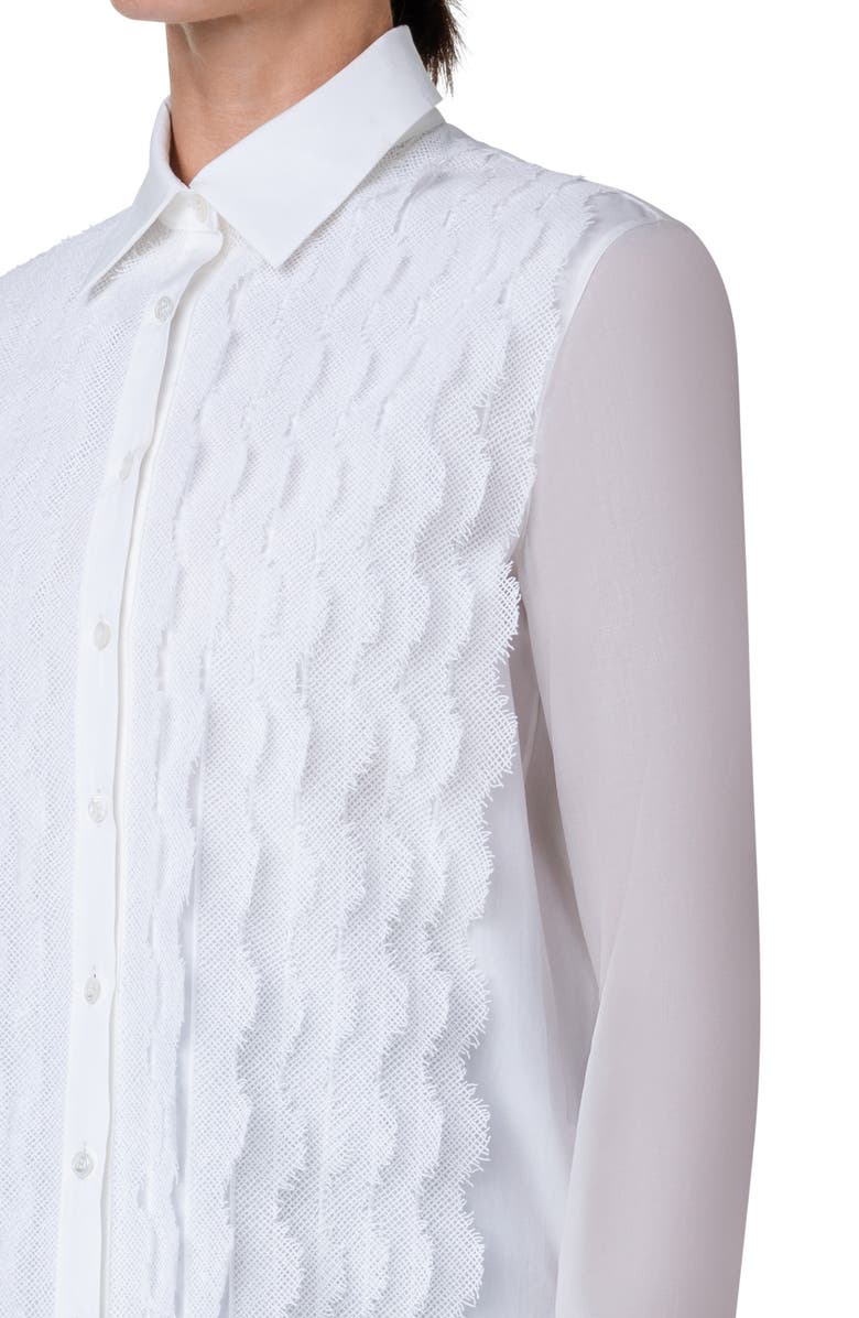 Akris Scalloped Netting Cotton Poplin Shirt | Nordstrom