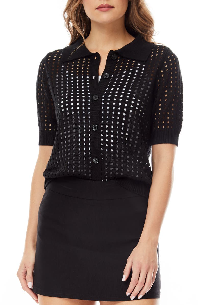 BY DESIGN Zena Short Sleeve Button-Up Cardigan | Nordstromrack