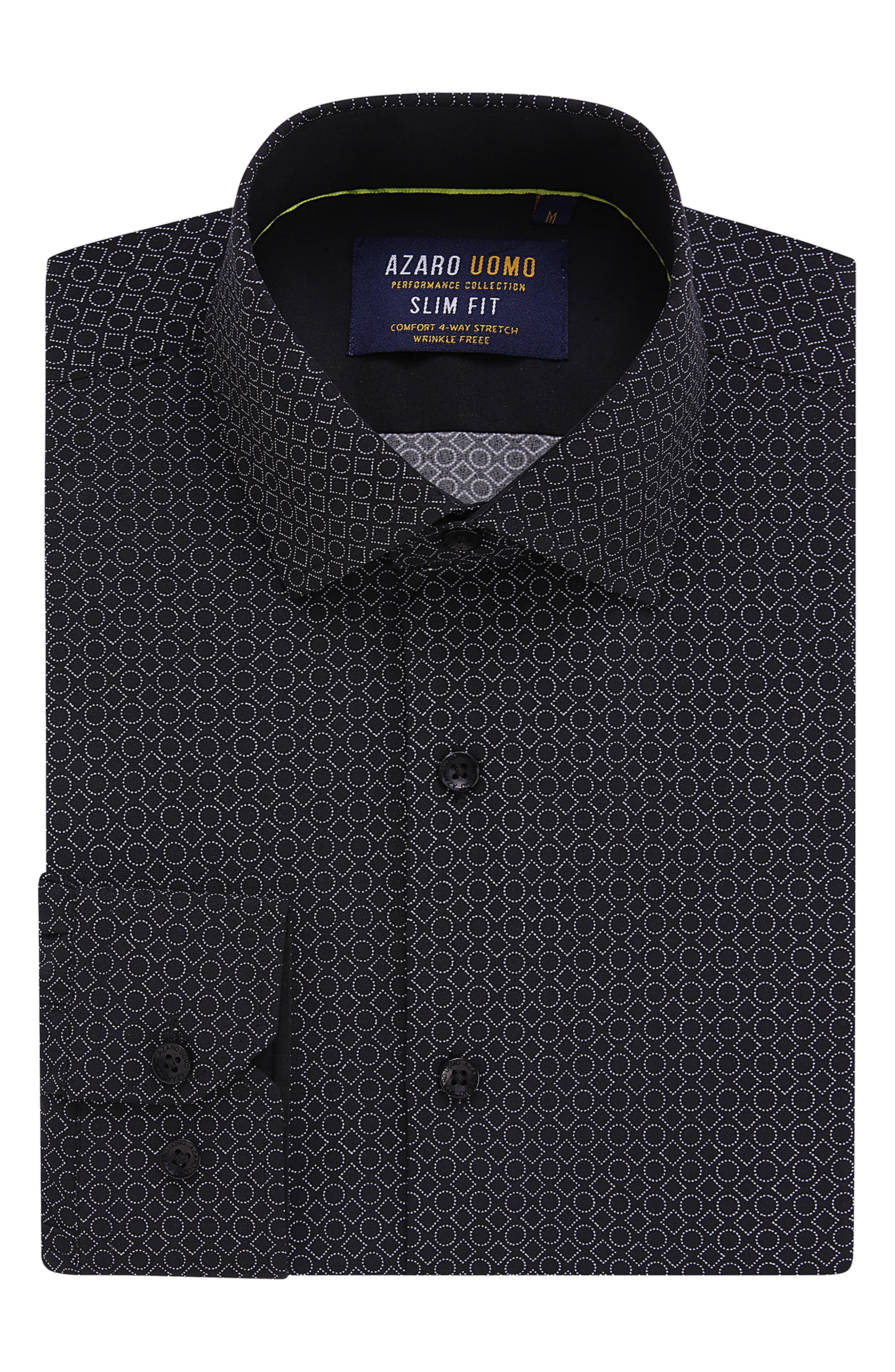 Azaro Uomo Slim Fit Geometric Print Performance Dress Shirt | Nordstromrack