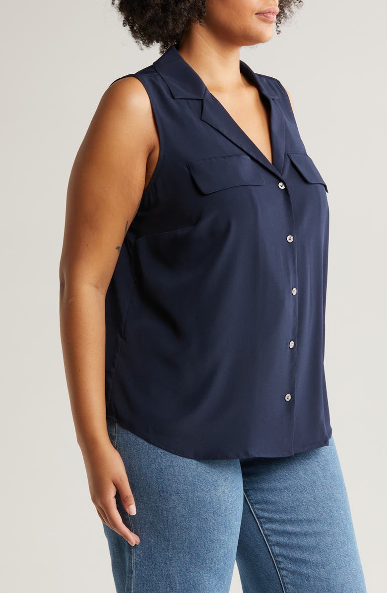 Court & Rowe Collared Button Front Sleeveless Shirt | Nordstrom