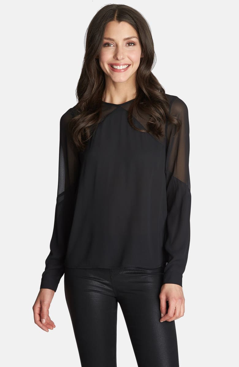 1 State Sheer Yoke Blouse Nordstrom