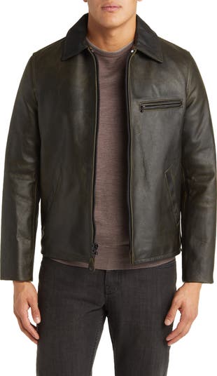Schott NYC Waxy Cowhide Leather Mechanics Jacket | Nordstrom