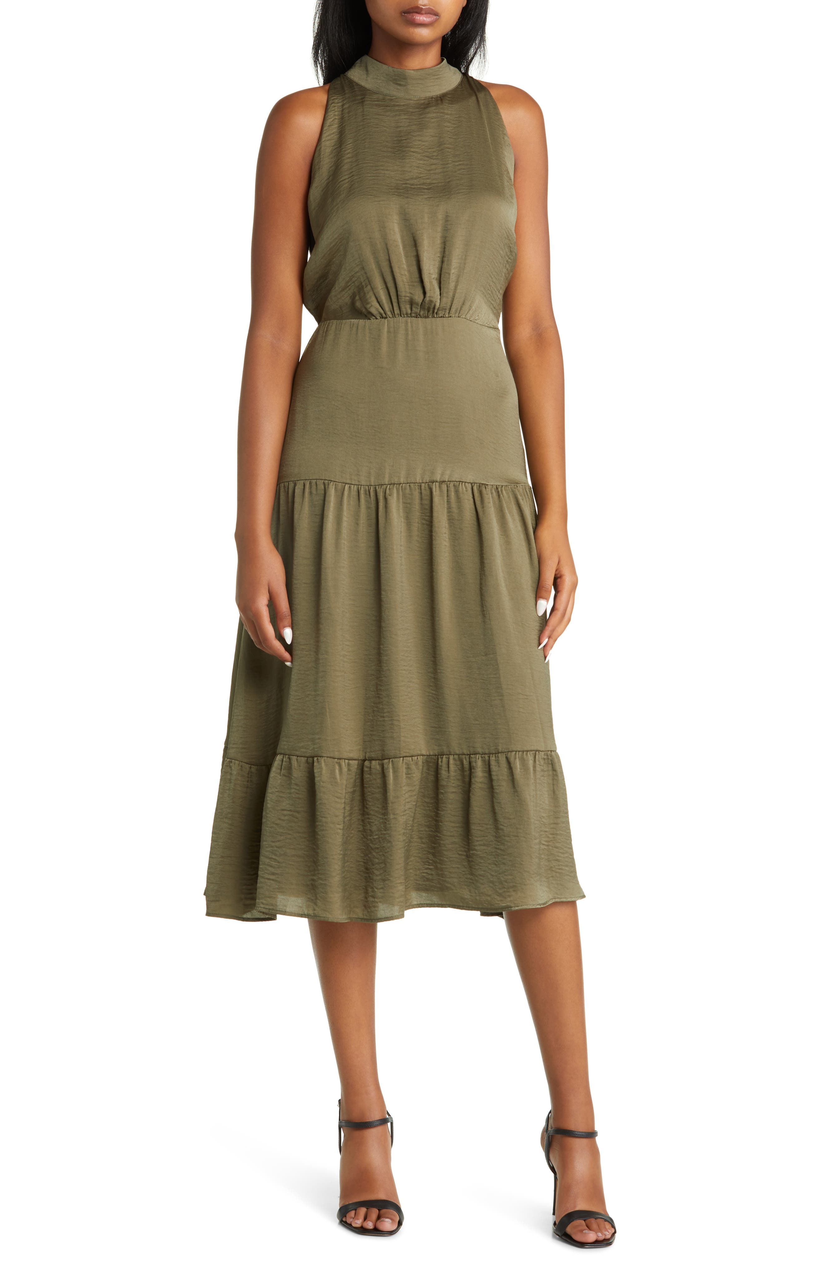 Sam Edelman Mock Neck Tiered Halter Midi Dress | Nordstromrack