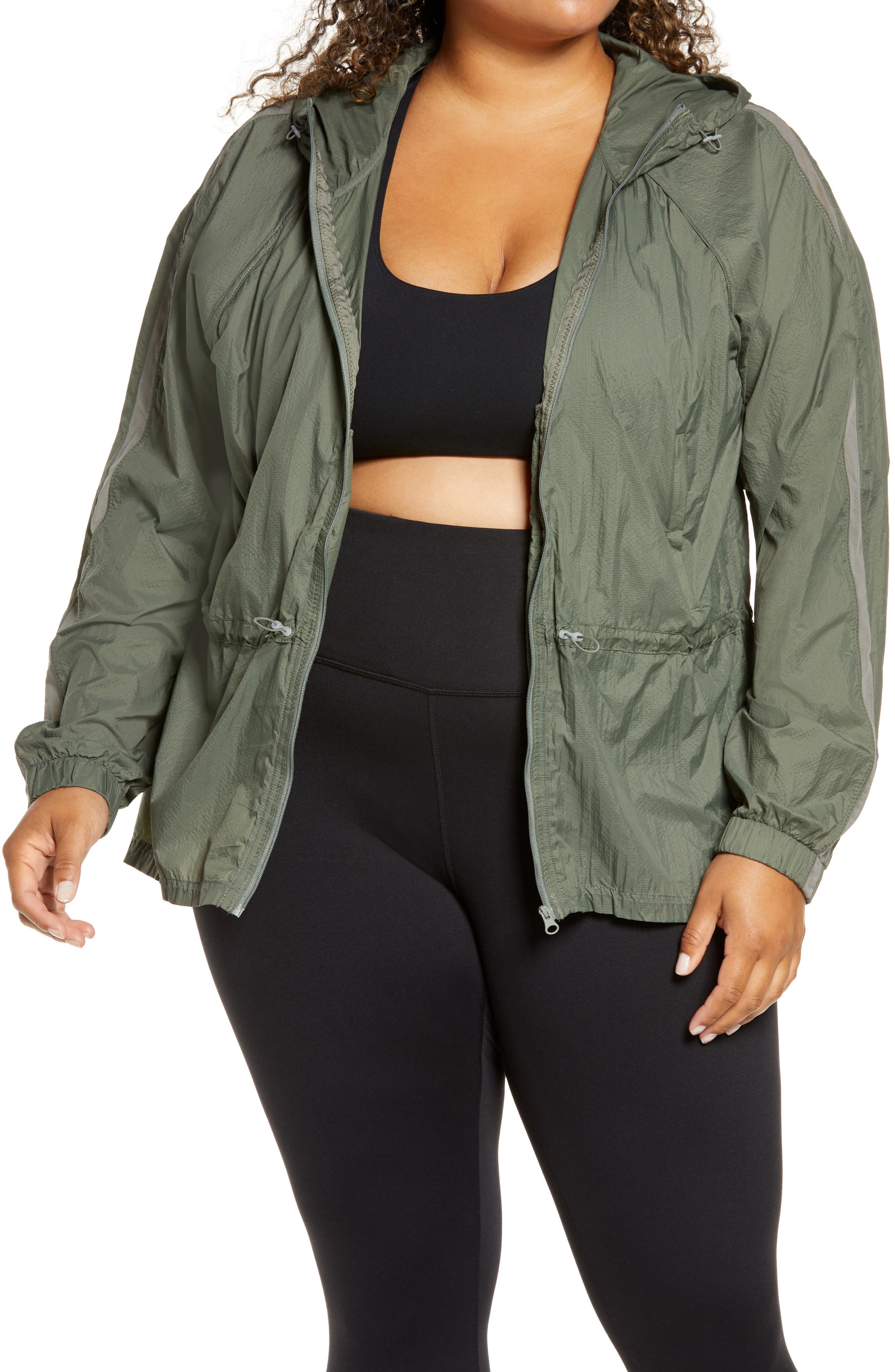 Zella Fresh Air Hooded Lightweight Nylon Jacket In Green Agave | ModeSens