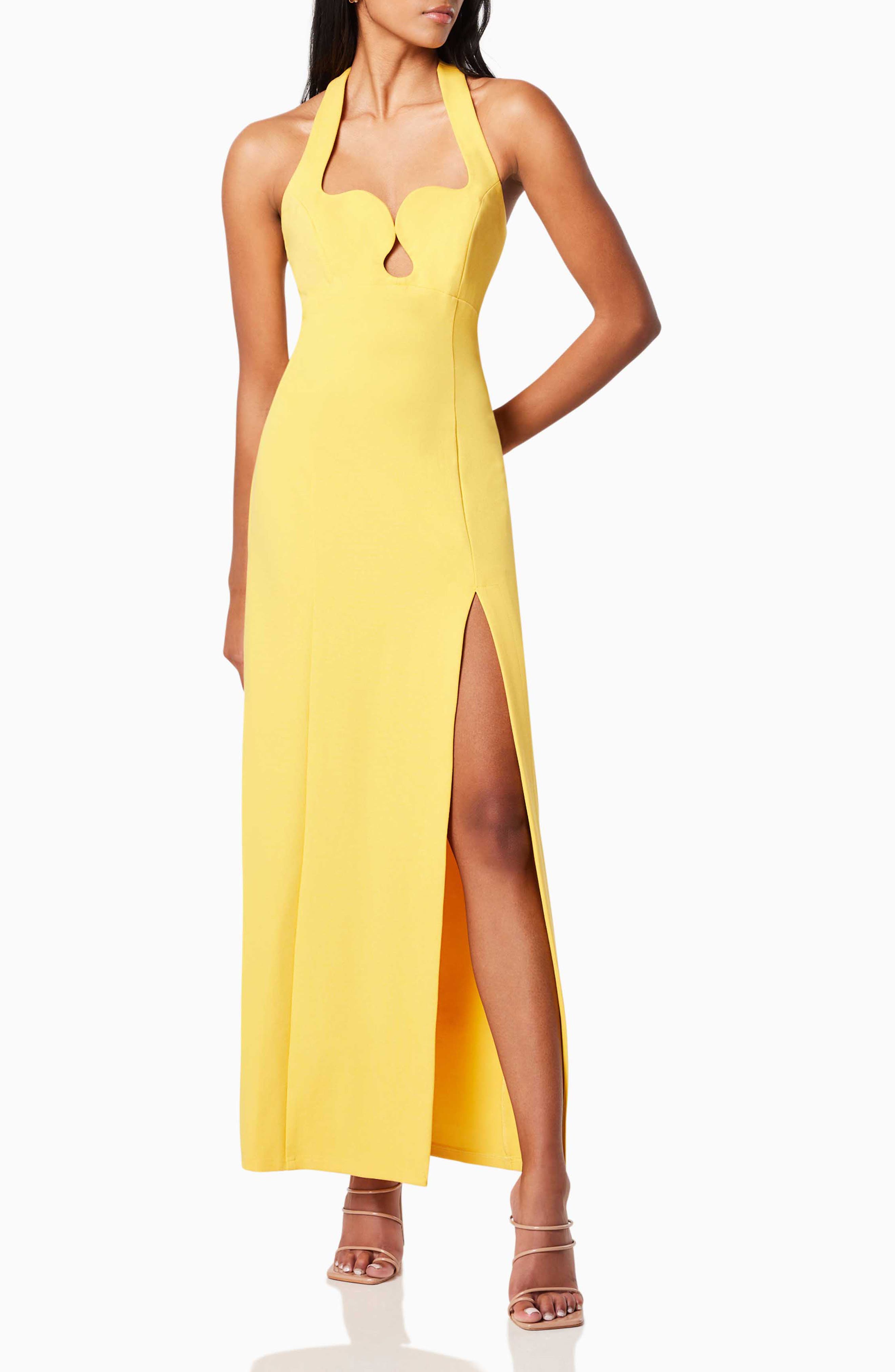Elliatt Tuning Halter Neck Column Gown | Nordstrom
