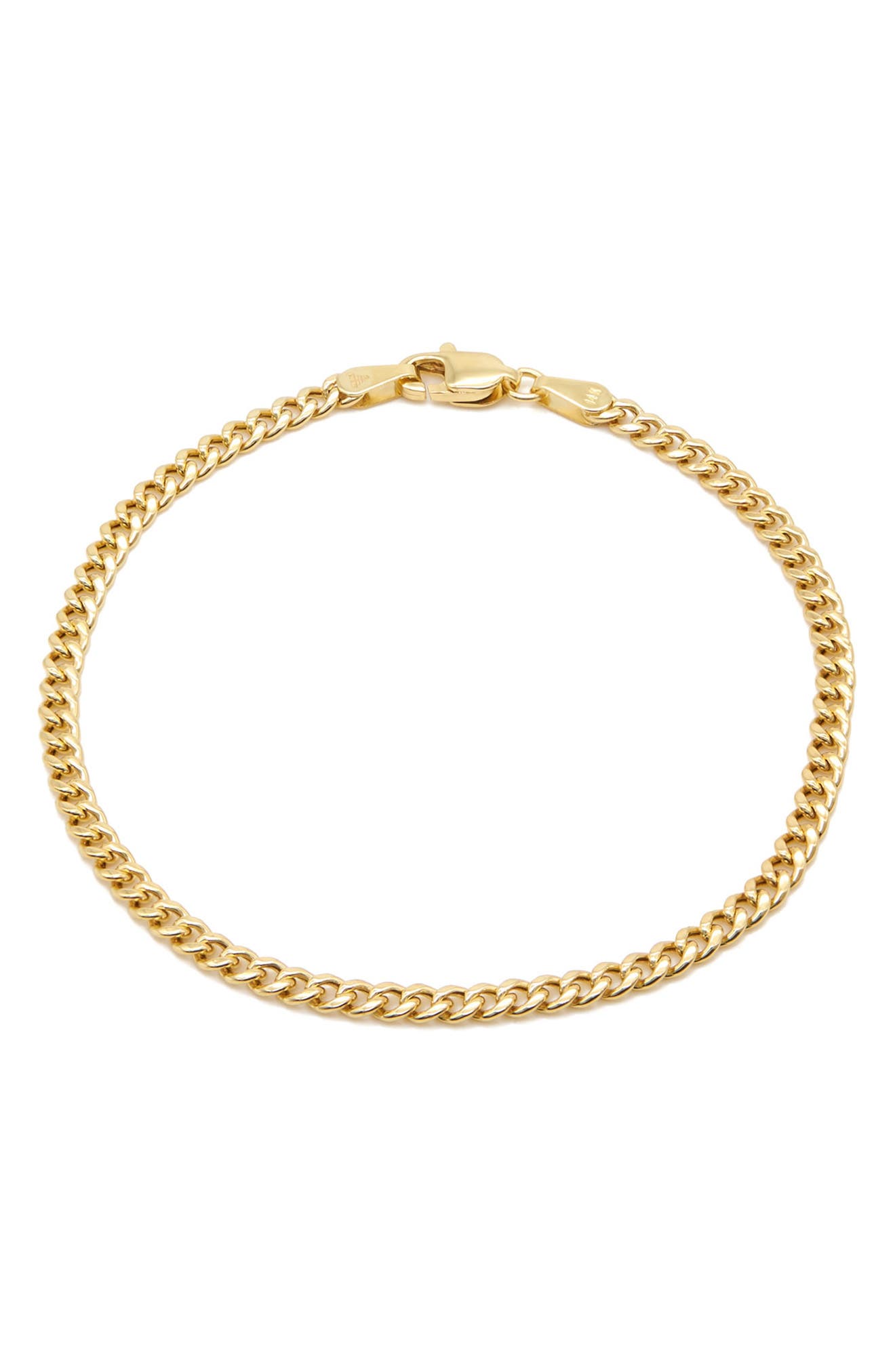 DEVATA 14K Yellow Gold 3mm Cuban Chain Bracelet | Nordstromrack