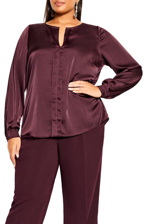 Natalie Satin Pullover Top (Plus Size)