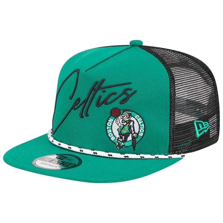 New Era Green Boston Celtics Script Logo Golfer 9fifty Snapback Hat ...