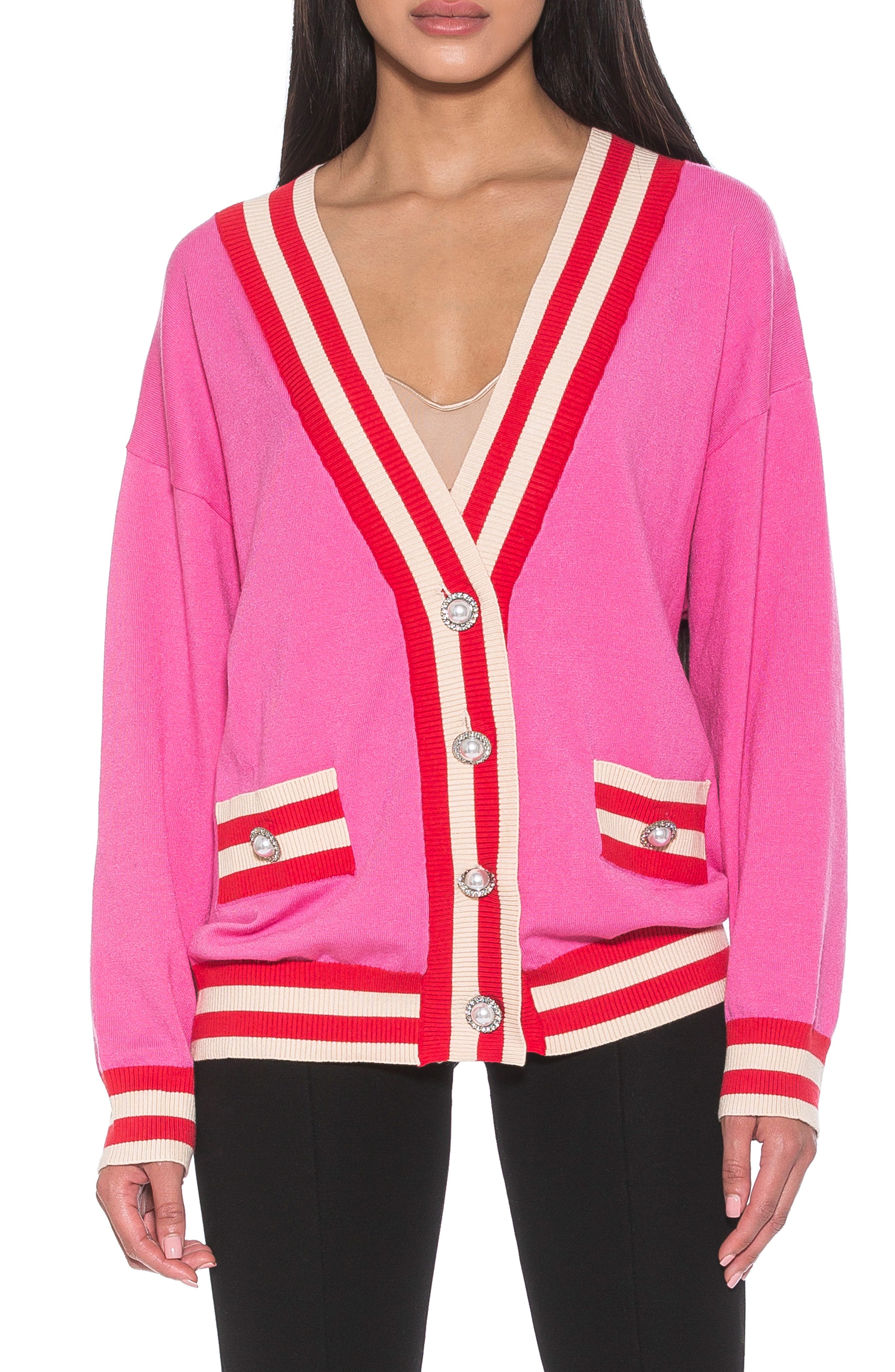 Alexia Admor Frances Stripe Trim Cardigan | Nordstromrack