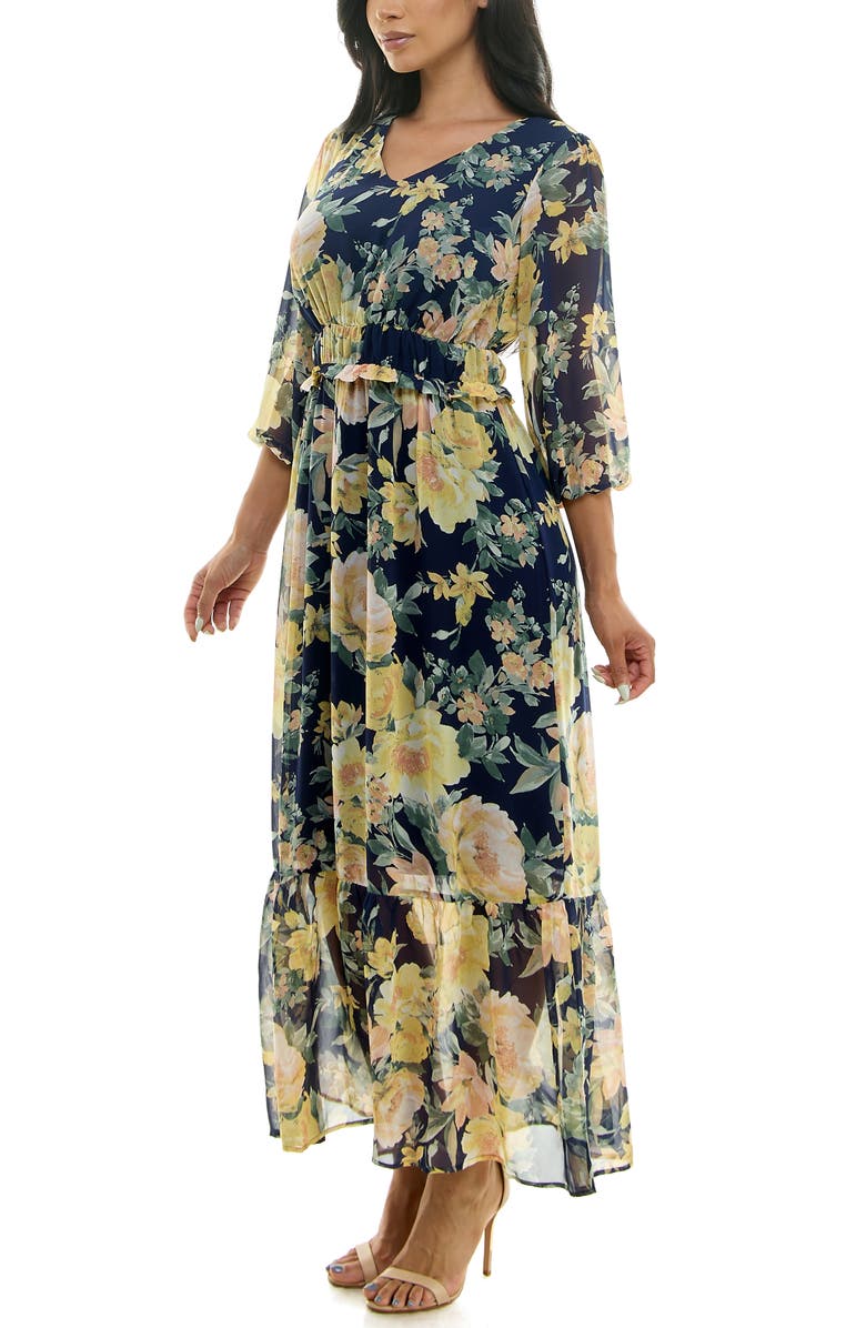 Nina Leonard Floral V-Neck Maxi Dress | Nordstromrack