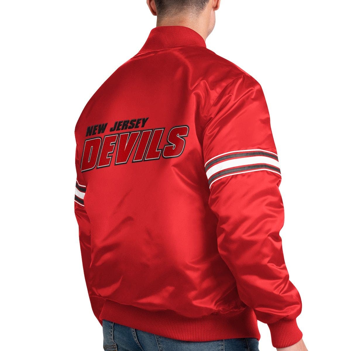 STARTER Men's Starter Red New Jersey Devils Pick & Roll Satin Full-Snap ...