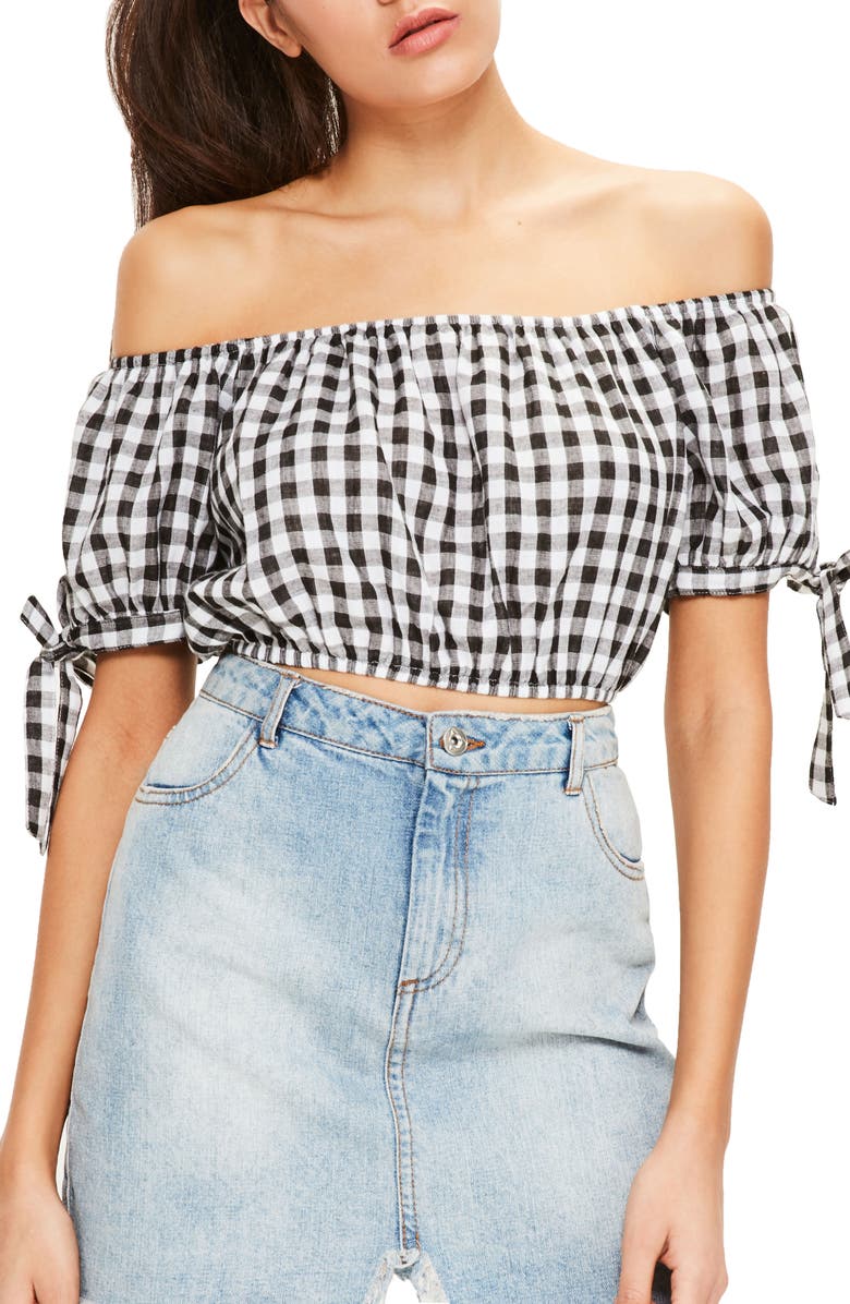 Missguided Gingham Off The Shoulder Blouse Nordstrom