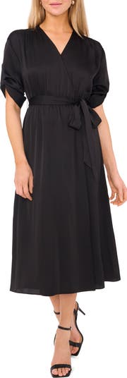 Halogen® Roll Cuff Faux Wrap Dress Nordstrom