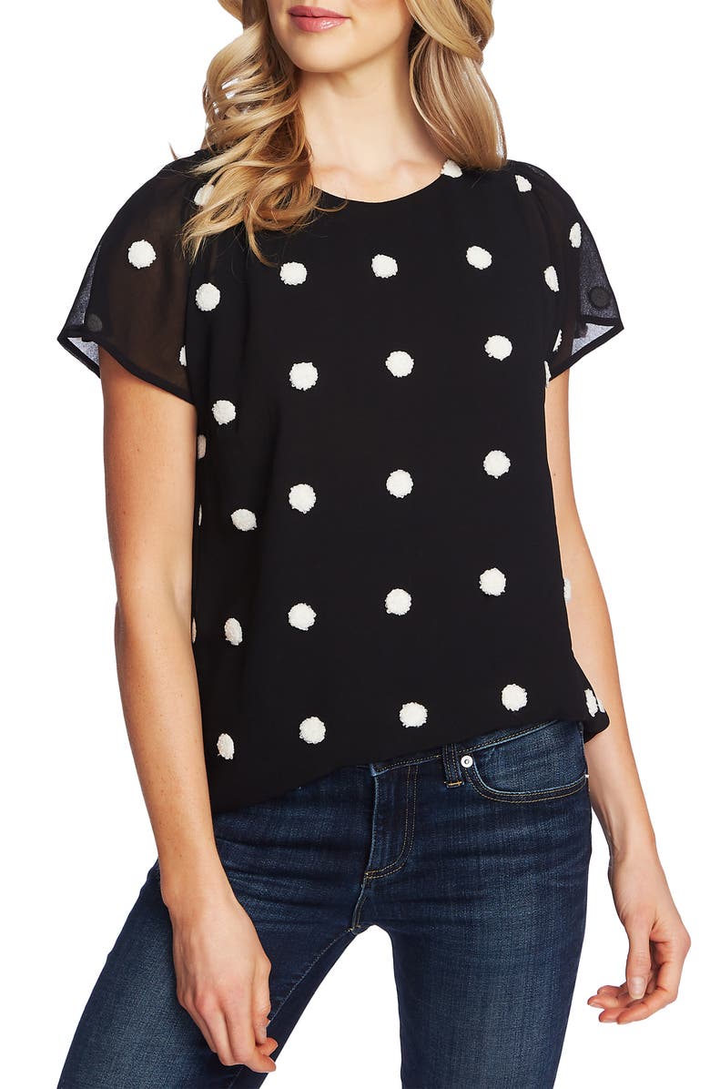 Cece Polka Dot Short Sleeve Top Nordstrom