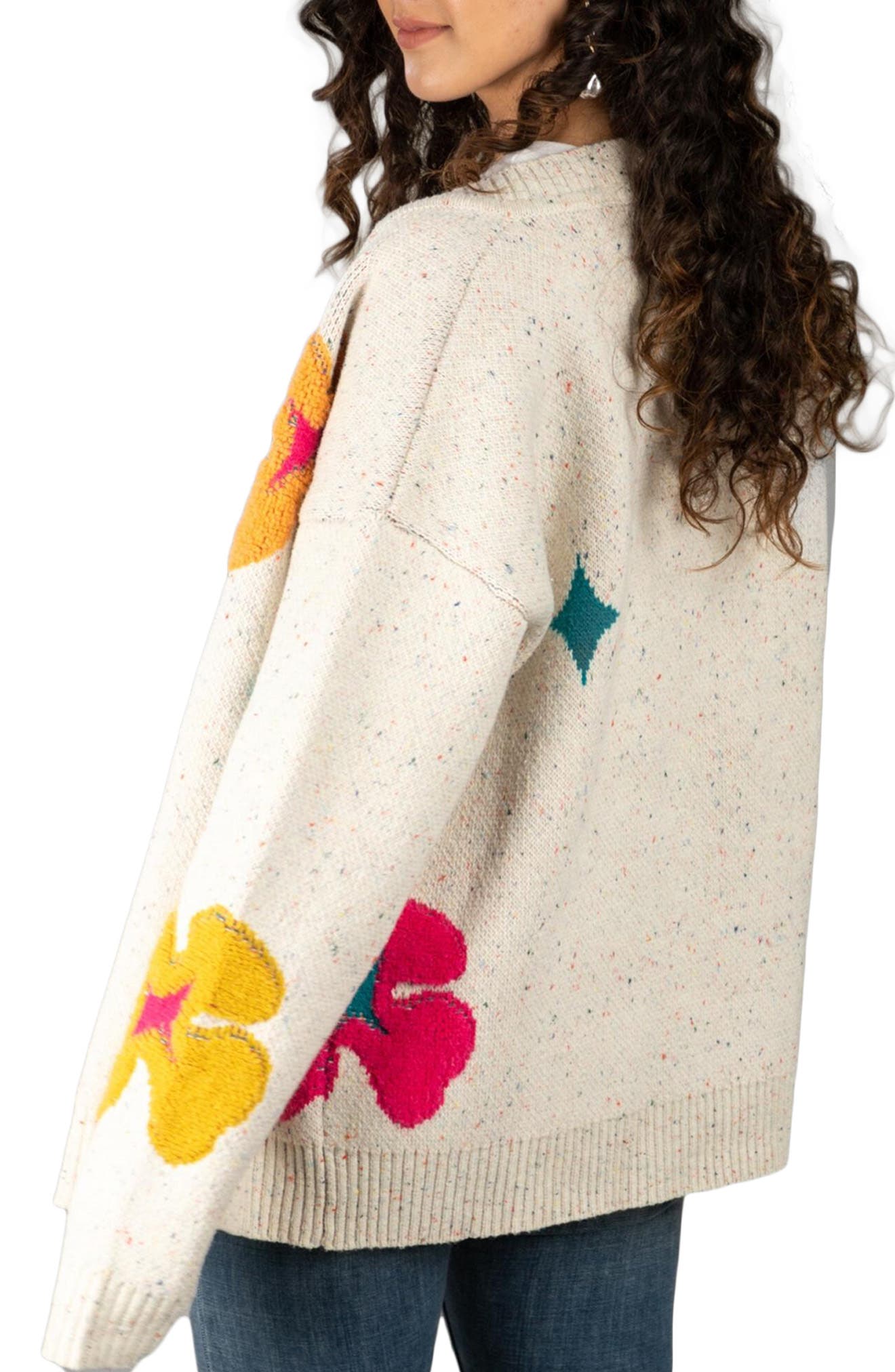 SAACHI Floral & Diamond Embroidered Cardigan | Nordstromrack