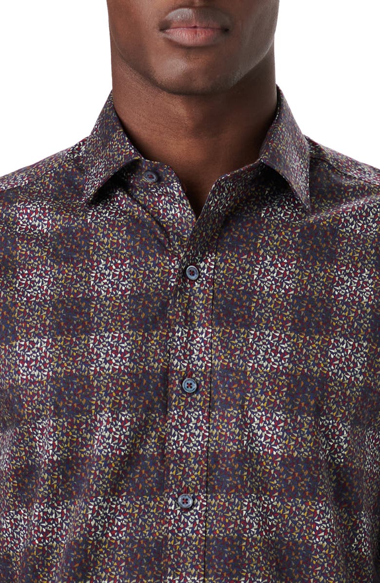 Bugatchi Shaped Fit Geometric Print Stretch Cotton Button-Up Shirt ...