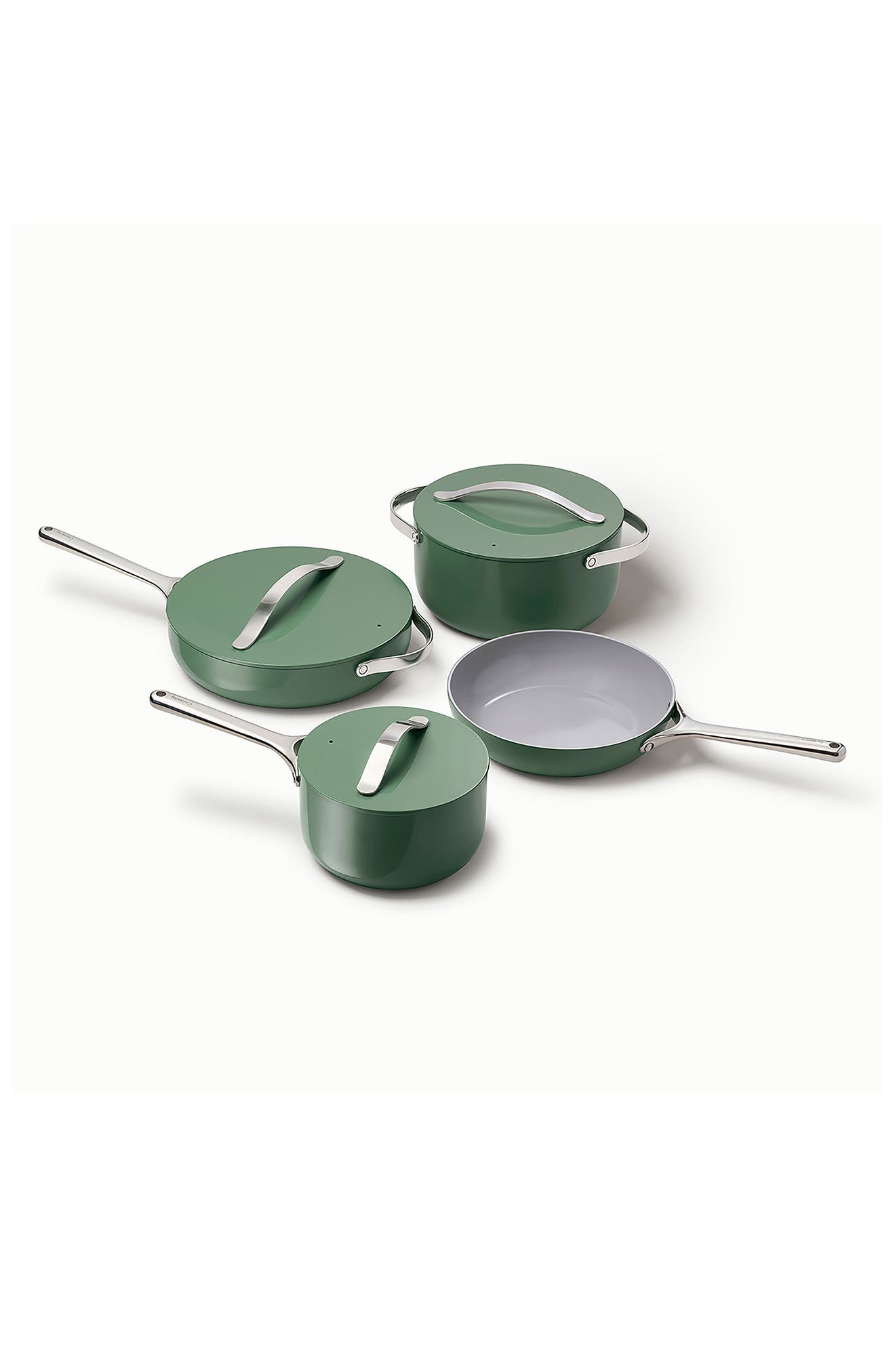 CARAWAY Non-Toxic Ceramic Non-Stick 7-Piece Cookware Set with Lid ...