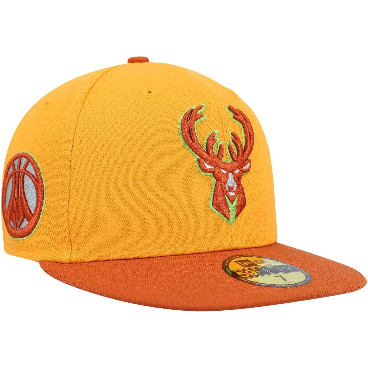 New Era Men's New Era Gold/Rust Milwaukee Bucks 59FIFTY Fitted Hat ...