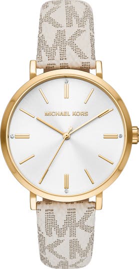 Michael Kors Addyson Three-Hand Quartz Logo Strap Watch, 40mm ...