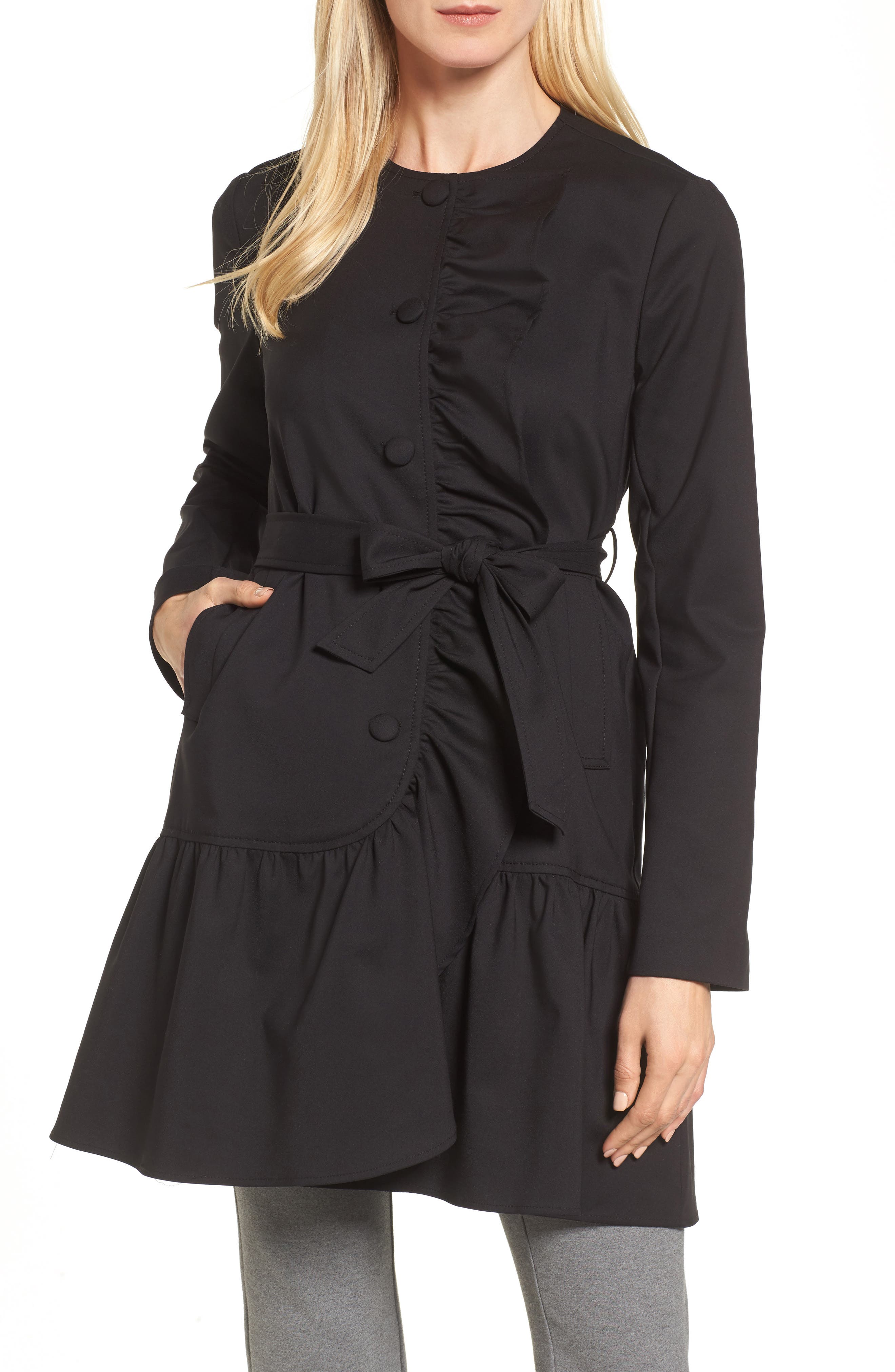 Halogen® Ruffled Trench Coat (Regular & Petite) | Nordstrom