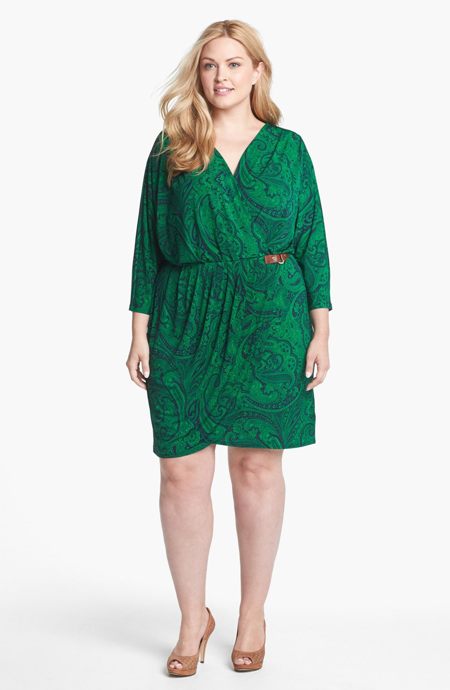 Michael Michael Kors Print Faux Wrap Jersey Dress Plus Size Nordstrom