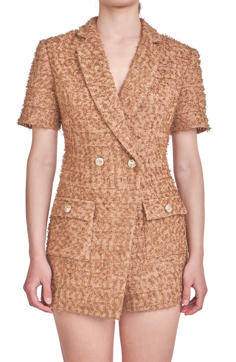 Endless Rose Double Breasted Tweed Romper | Nordstrom