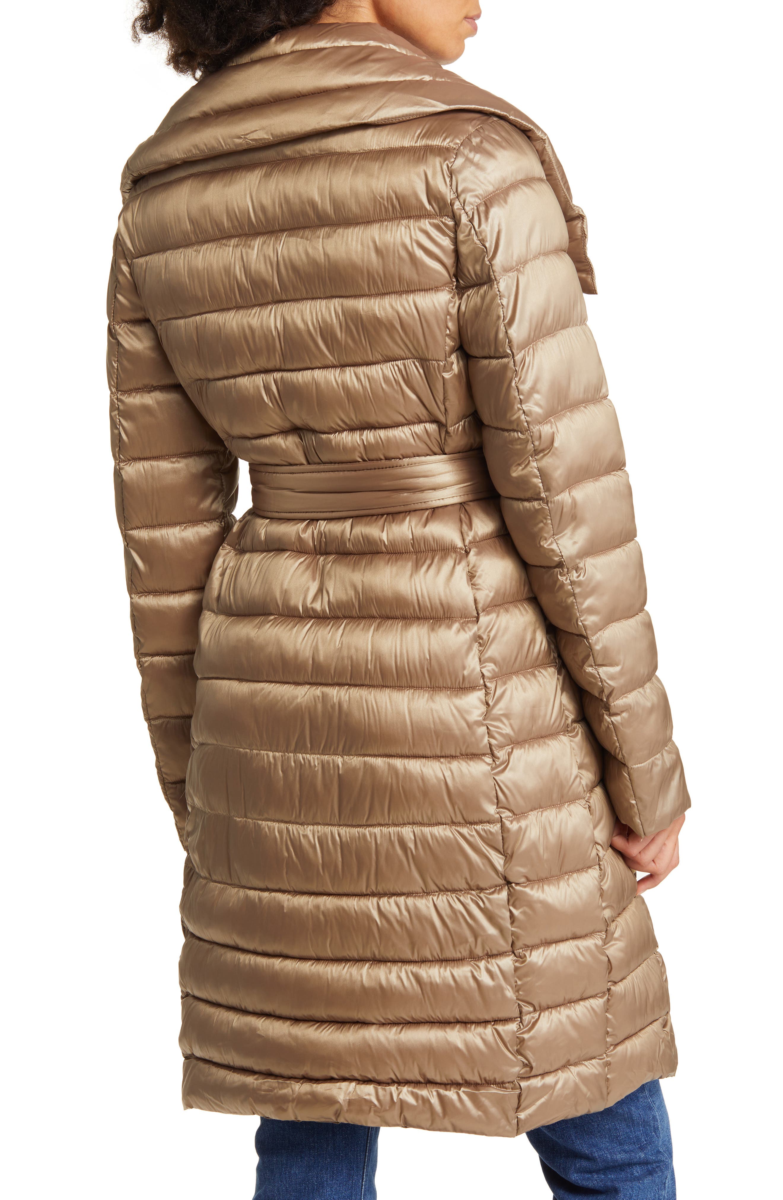 Via Spiga Asymmetric Belted Puffer Coat | Nordstrom