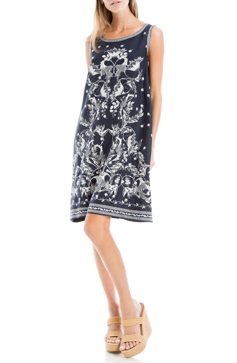 MAX STUDIO LONDON Floral Linen Blend Shift Dress | Nordstromrack