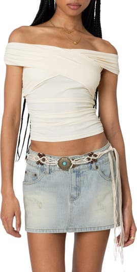 EDIKTED Crossover Off the Shoulder Top | Nordstrom