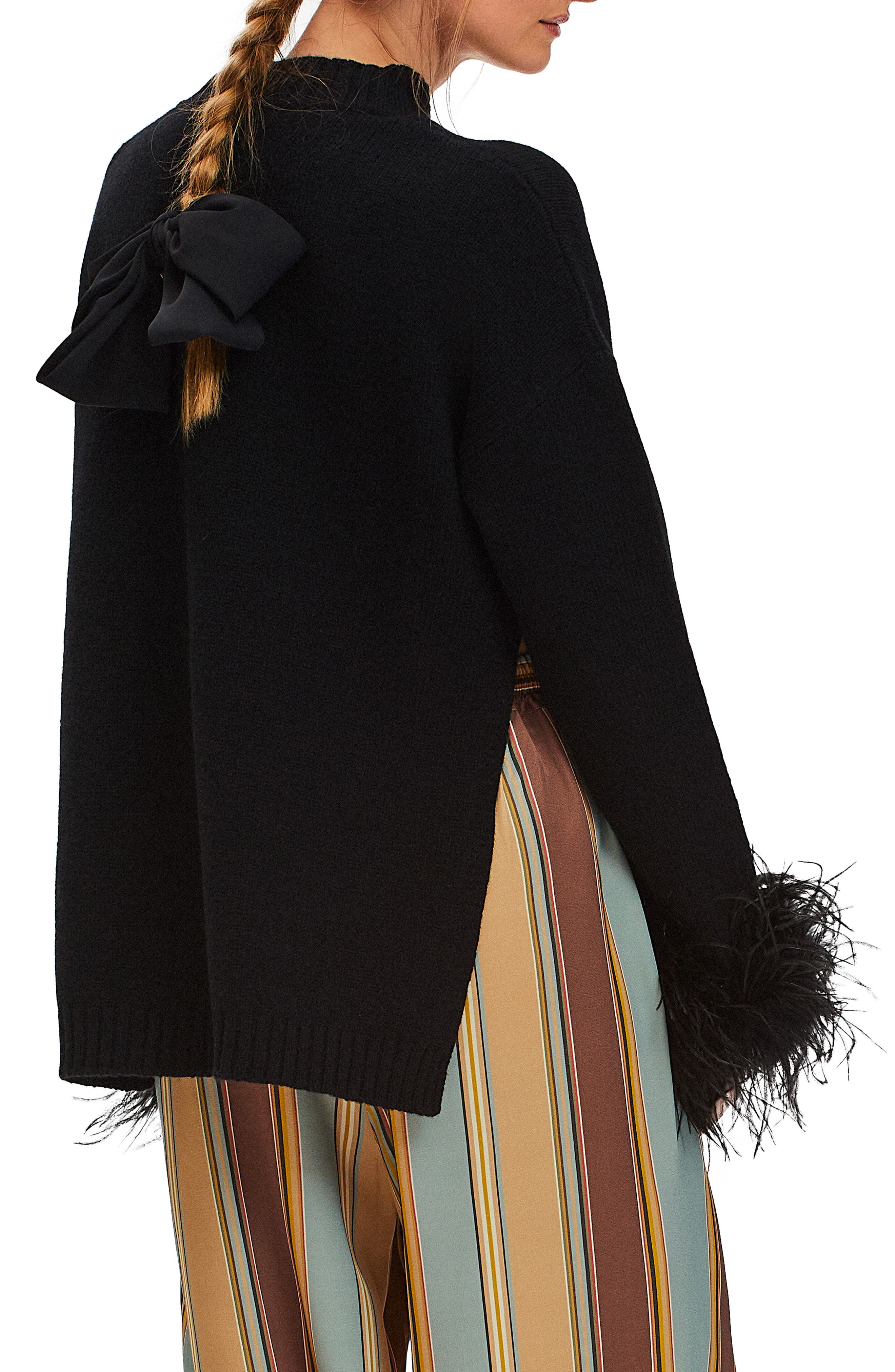 Sleeper Agatha Feather Trim Wool & Cashmere Pajama Sweater | Nordstrom