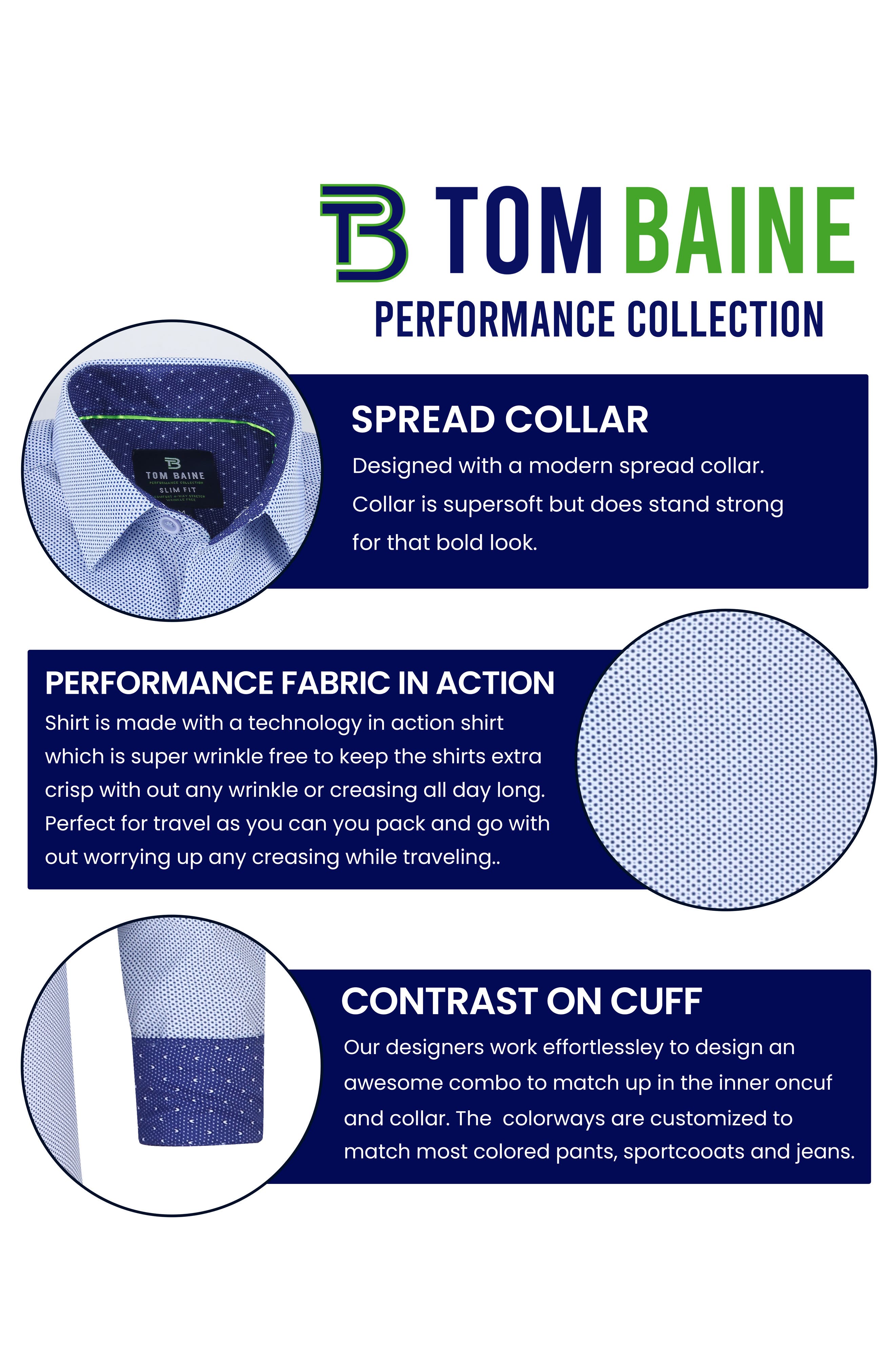 TOM BAINE Regular Fit Performance Stretch Long Sleeve Button Front ...