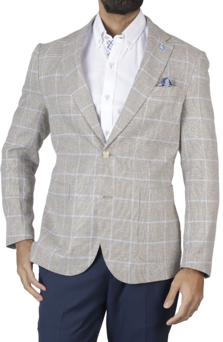 TailorByrd Classic Fit Yarn Dyed Windowpane Linen-Blend Sport Coat ...