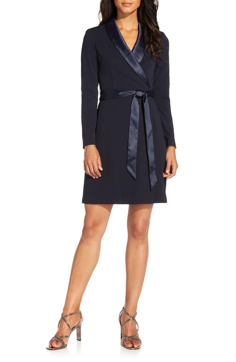 Adrianna Papell Tux Long Sleeve Crepe Faux Wrap Dress Nordstrom