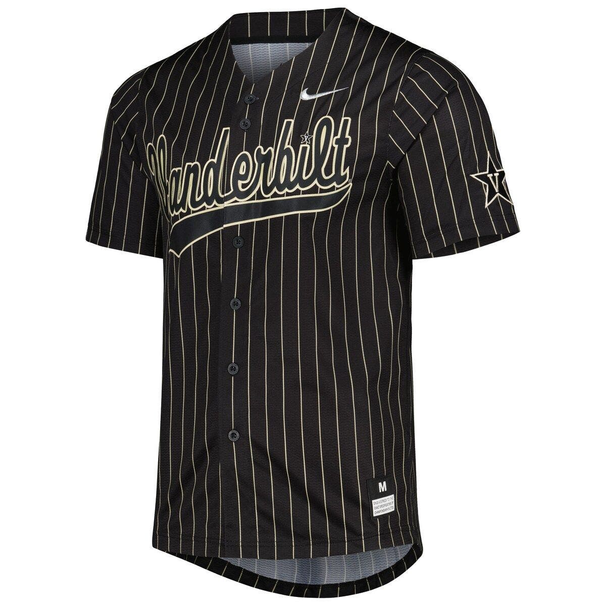 Nike Men's Nike Black/Gold Vanderbilt Commodores Pinstripe Replica Full ...