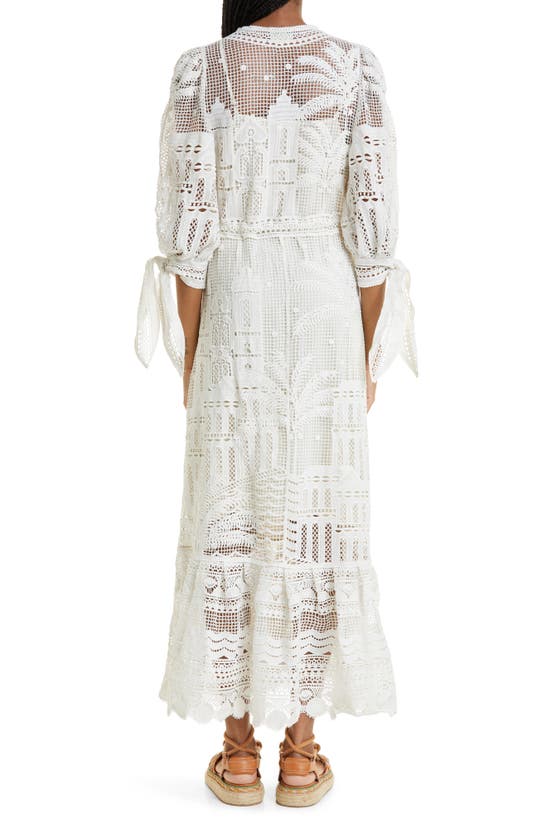 Farm Rio Morada Boa Guipure Lace Maxi Dress In Off-white | ModeSens