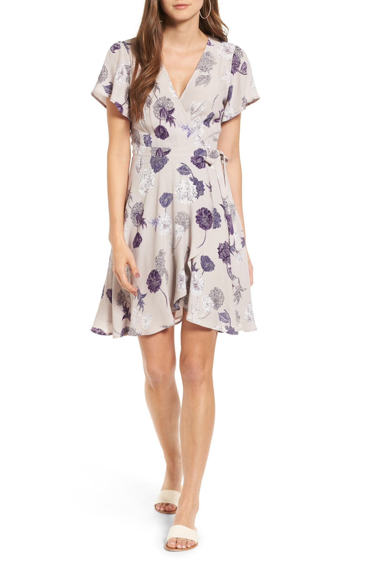 Astr Floral Print Wrap Dress Nordstrom